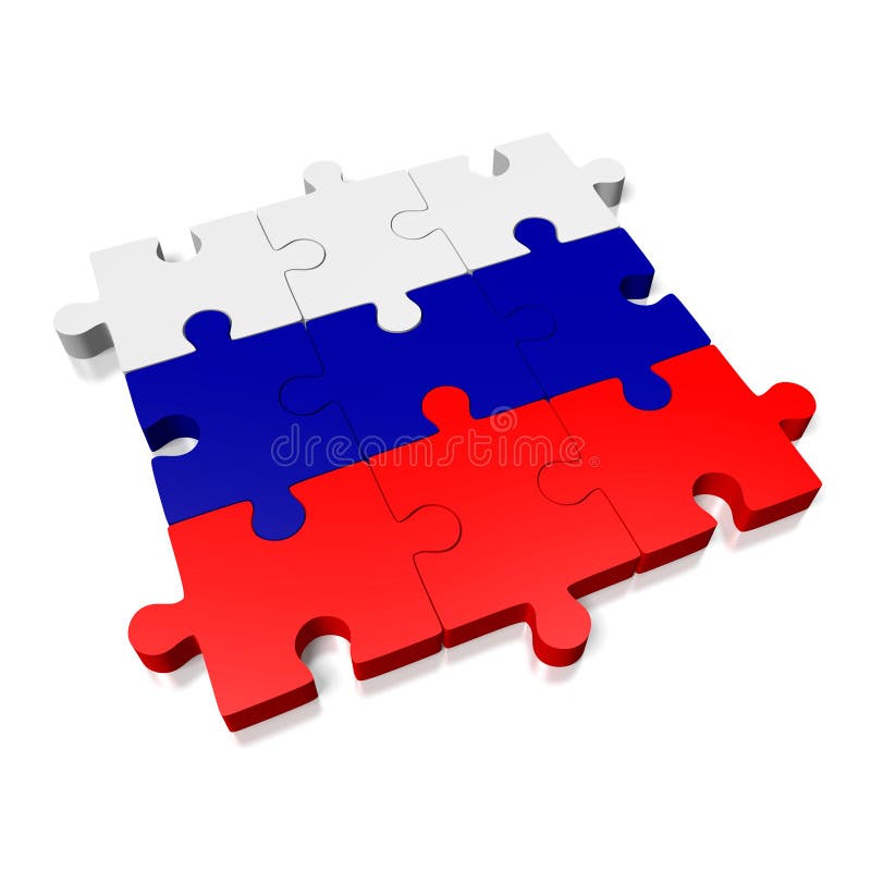 Flag of Russia - 3D Jigsaw Puzzle Pieces Stock Illustration ...