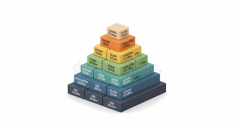 3D Pyramid Chart: Population and Age Demographics Visualization Stock ...