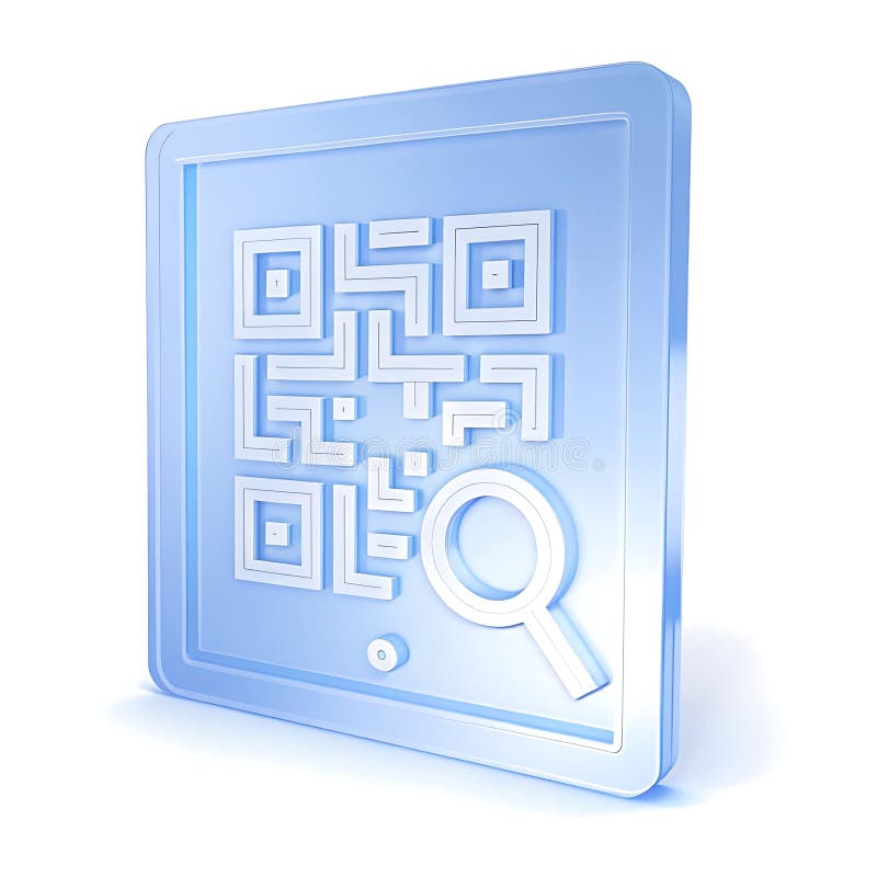 3d Qr Code with Magnifying Glass Icon Isolated on White Background ...