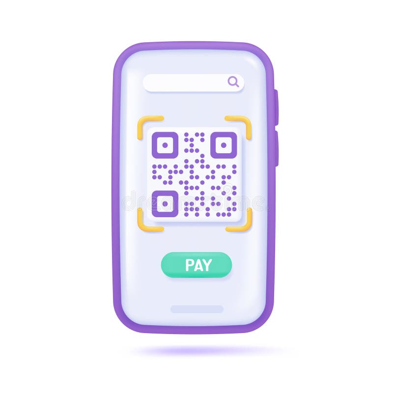 3D QR Code on Smart Phone Screen. Scan To Pay Concept Stock Vector ...