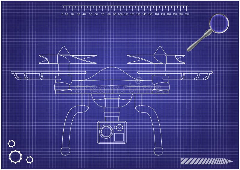 3d Quadcopter Model on a Blue Stock Vector - Illustration of logo, icon ...