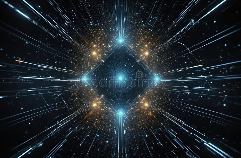 3D Quantum Computing Concept, Abstract Digital Particles. Tech Industry ...