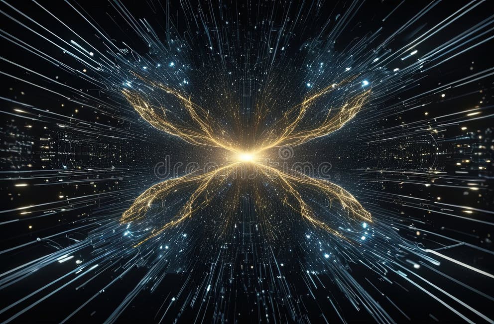 3D Quantum Computing Concept, Abstract Digital Particles. Tech Industry ...