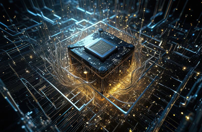 3D Quantum Computing Concept, Abstract Digital Particles. Tech Industry ...