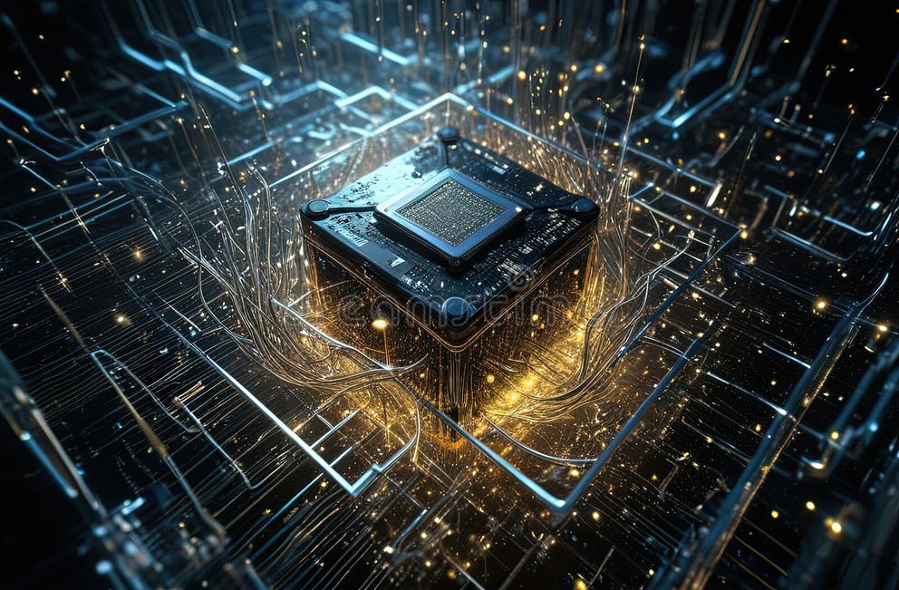 3D Quantum Computing Concept, Abstract Digital Particles. Tech Industry,research Presentations ...