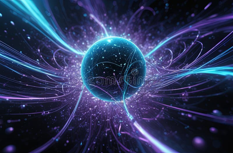 3D Quantum Computing Concept, Abstract Digital Particles. Tech Industry ...