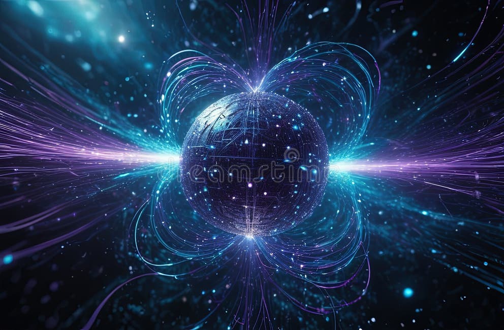 3D Quantum Computing Concept, Abstract Digital Particles. Tech Industry ...