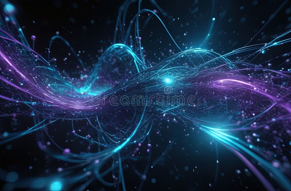 3D Quantum Computing Concept, Abstract Digital Particles. Tech Industry ...