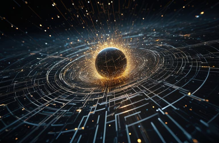 3D Quantum Computing Concept, Abstract Digital Particles. Tech Industry ...