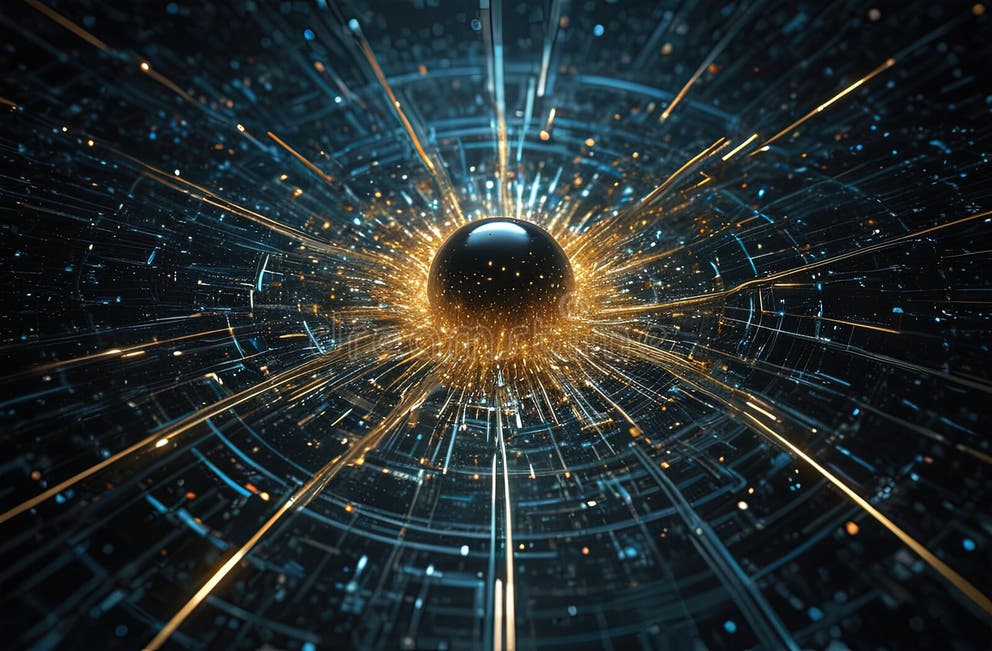 3D Quantum Computing Concept, Abstract Digital Particles. Tech Industry ...