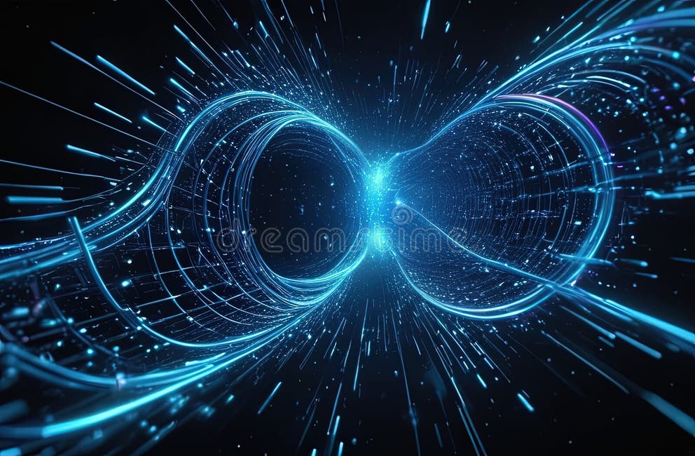 3D Quantum Computing Concept, Abstract Digital Particles. Tech Industry ...