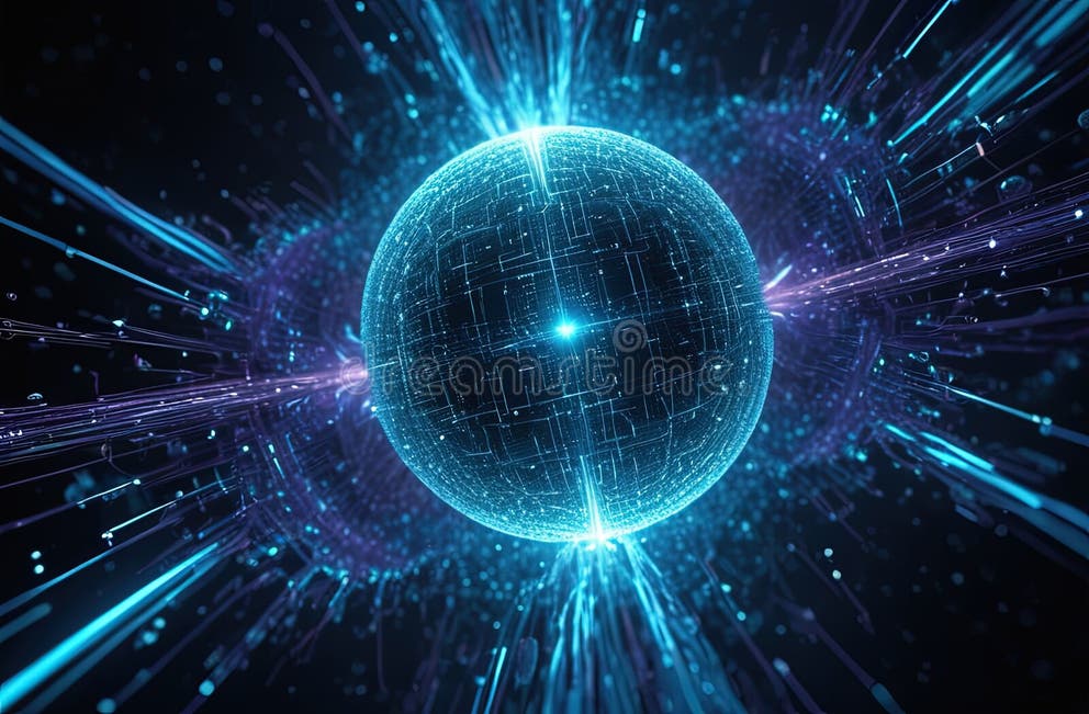 3D Quantum Computing Concept, Abstract Digital Particles. Tech Industry ...