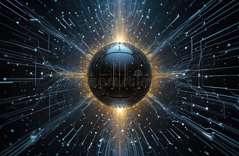 3D Quantum Computing Concept, Abstract Digital Particles. Tech Industry ...