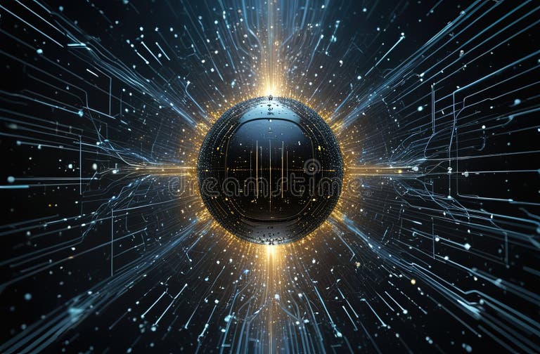 3D Quantum Computing Concept, Abstract Digital Particles. Tech Industry ...