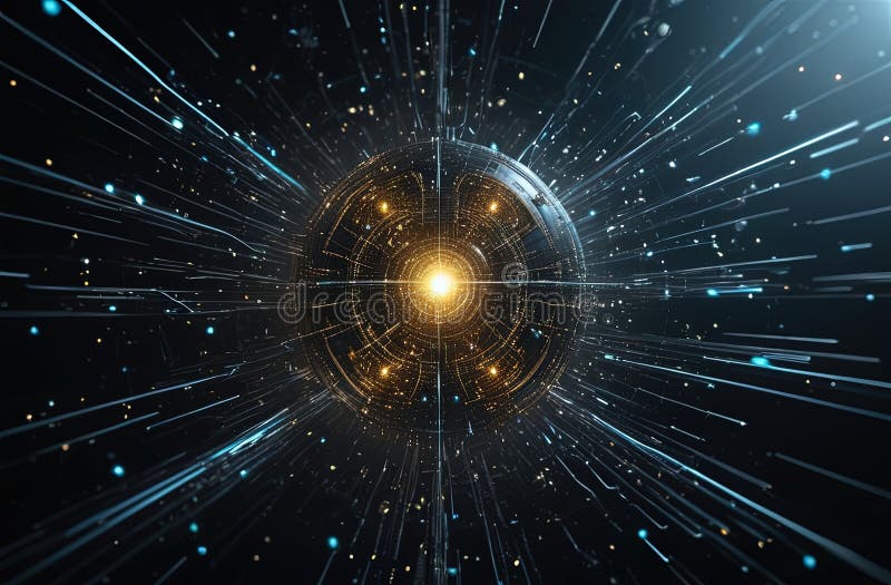 3D Quantum Computing Concept, Abstract Digital Particles. Tech Industry ...