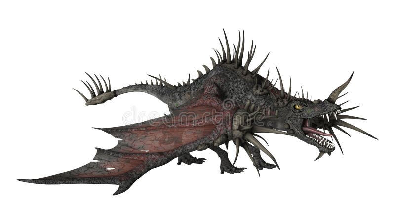 3D Que Rinde El Dragón De Punta En Blanco Stock de ilustración ...