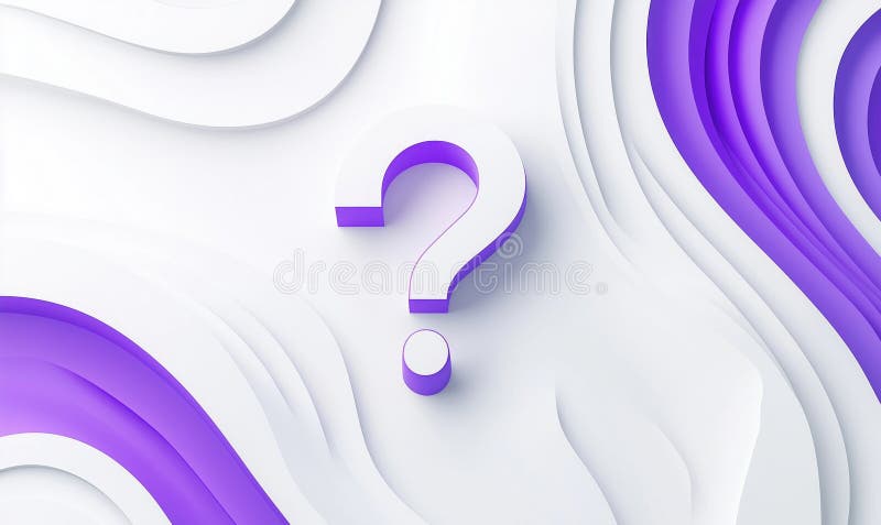 3D Question Mark on Abstract Purple and White Background, Modern Design ...