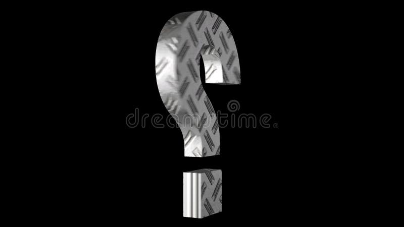 Metallic Question Mark Sign Rotating Loop on Black Transparent ...