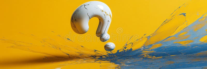 A 3D Question Mark with a Marbled Texture and a Yellow Background the ...