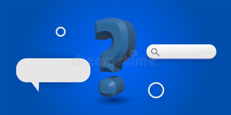 3d Question Mark with Research and Blank Bubble Design on Blue ...