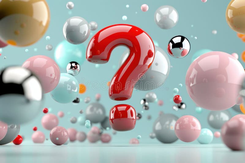 3D Question Mark Surrounded by Colorful Spheres. Generative Ai Stock ...