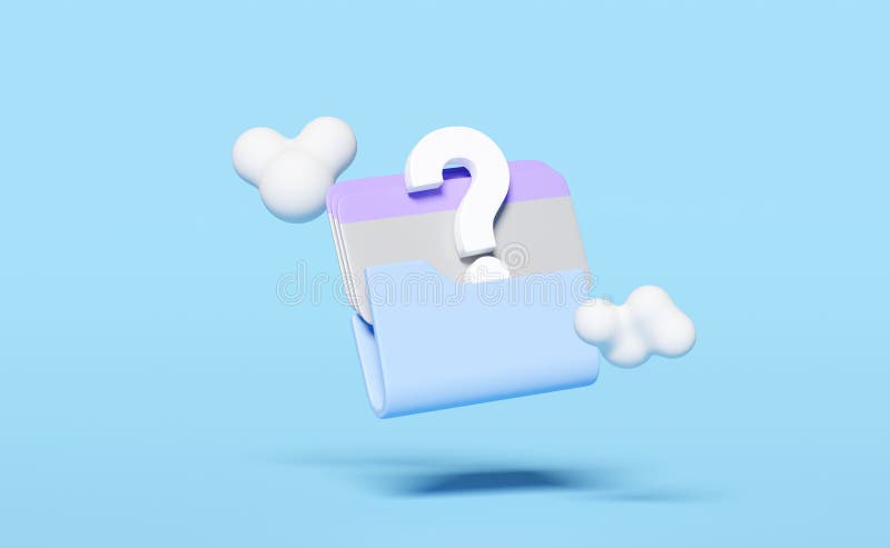 3d Question Mark Symbol Icon with Folder, Cloud Storage Isolated on ...