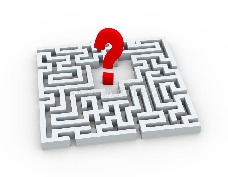 3d Question Mark Symbol in the Maze Stock Illustration - Illustration ...