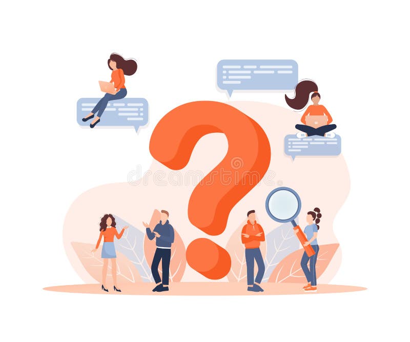 3d Question People for Landing Page Design. Flat Vector Illustration ...