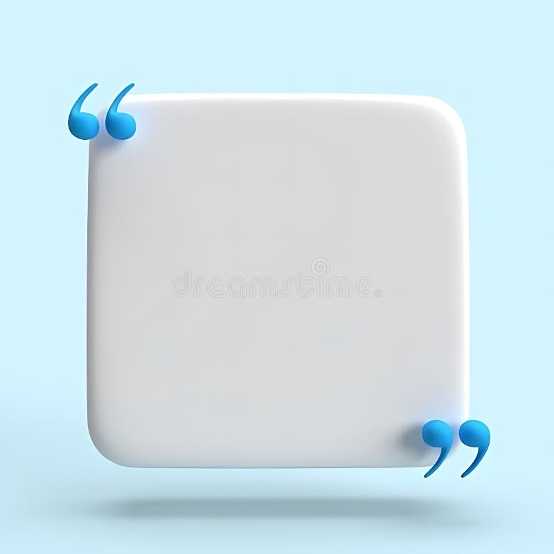 3D Quote Bubble with Blue Quotation Marks Stock Illustration ...