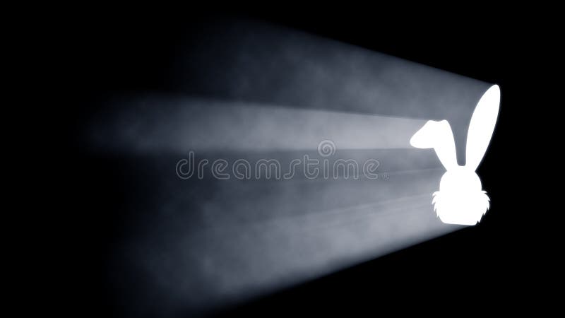3D Rabbit Shaped Hole in the Wall Shinning Light on a Dark Smoky ...