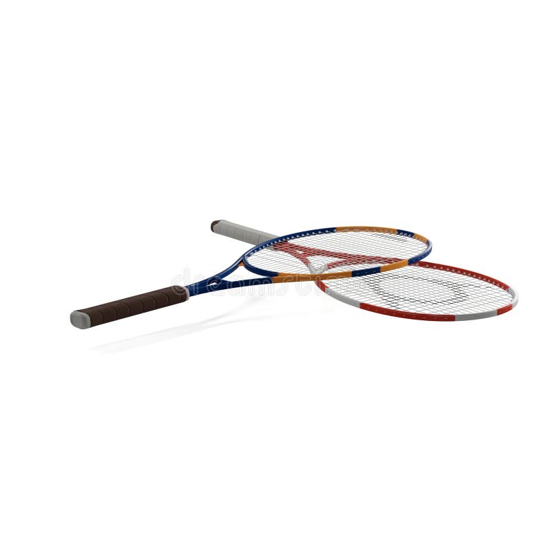 Two Tennis Rackets, 3d Rendering Stock Illustration - Illustration of ...
