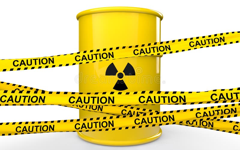 3d Radiations Symbol Barrel and Caution Ribbons Stock Illustration ...