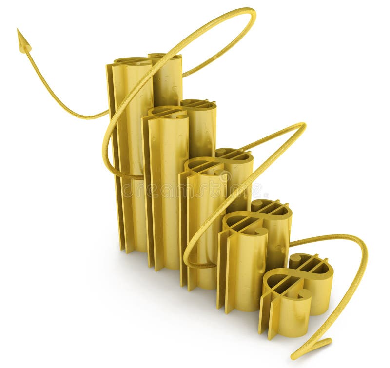 3D Raising Business Dollar Graph Stock Illustration - Illustration of ...