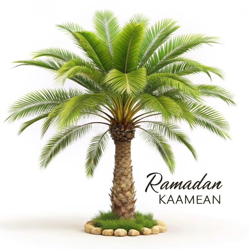 3D Ramadan Date Palm White Background Stock Illustration - Illustration ...