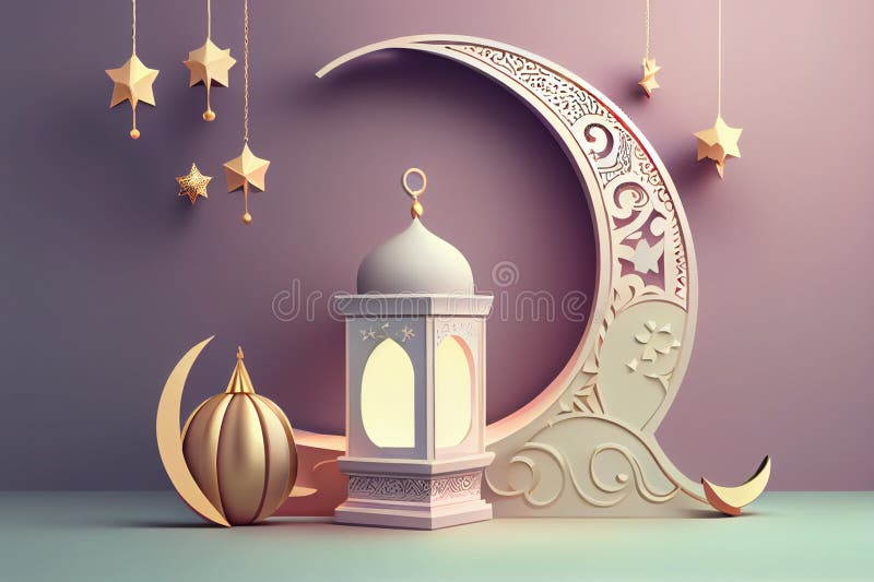 Ramadan Lantern, Iftar, Eid Crescent Moon, Cannonballs, Text Space and ...