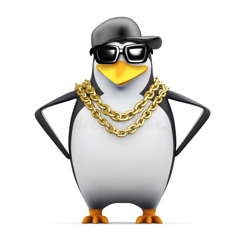 3d Rapper Penguin Hands on Hips Stock Illustration - Illustration of ...