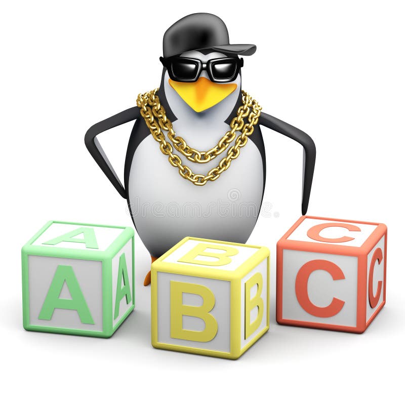 3d Rapper Penguin Teaches the Alphabet Stock Illustration ...