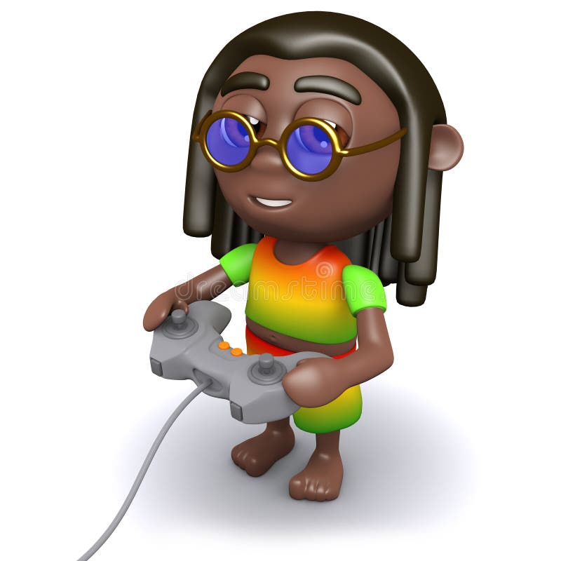 3d Rasta Playing a Video Game Stock Illustration - Illustration of ...