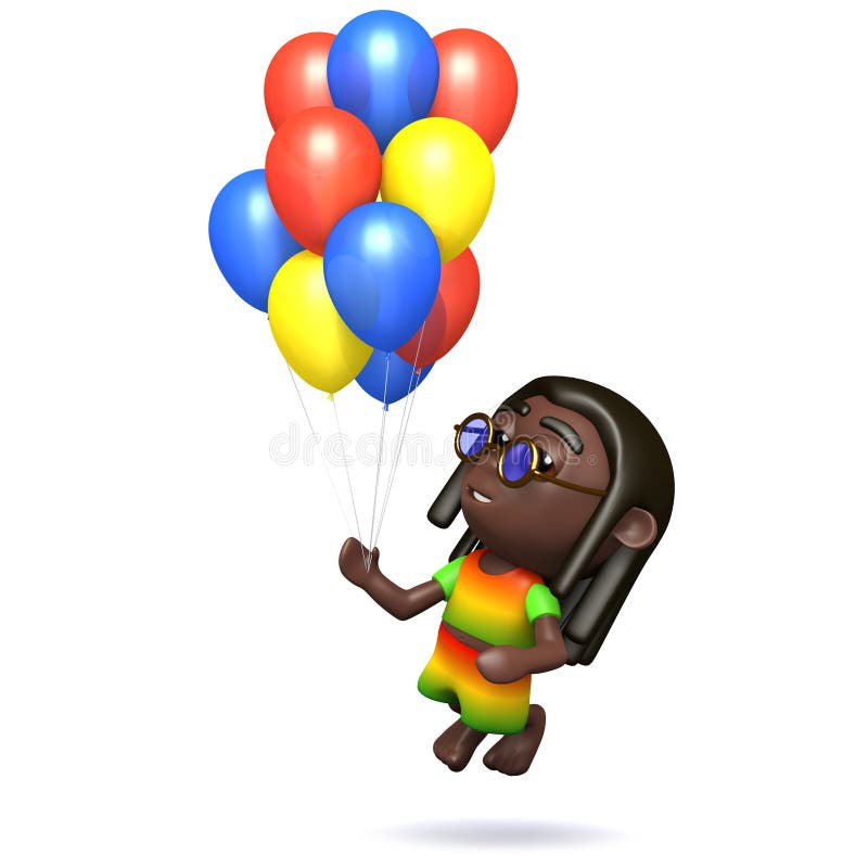 3d Rastafarian Has Many Colored Balloons Stock Illustration ...