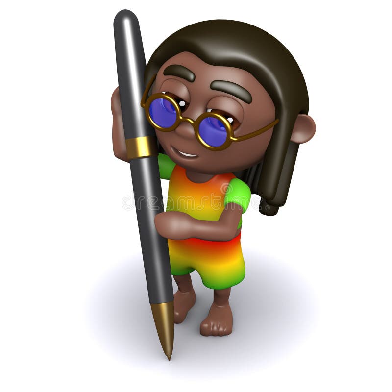 3d Rastafarian is Using a Pen To Write Stock Illustration ...
