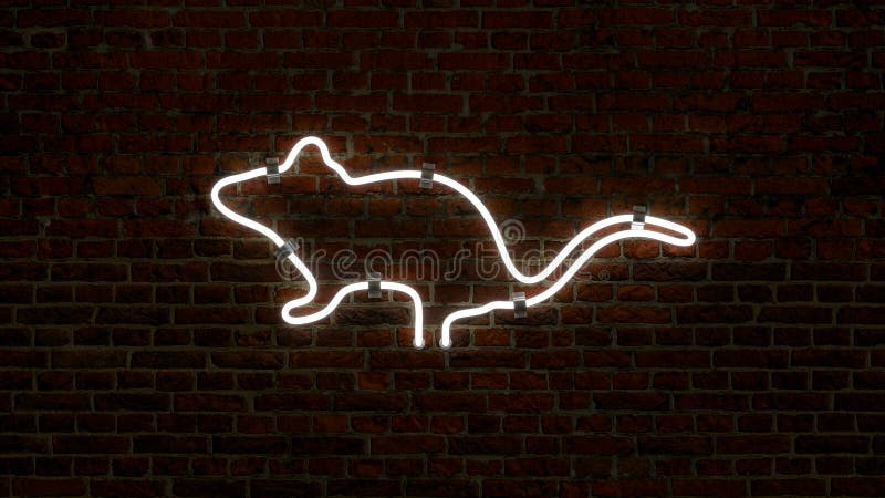 3D Rat Shaped Neon Lamp Light Stock Illustration - Illustration of ...