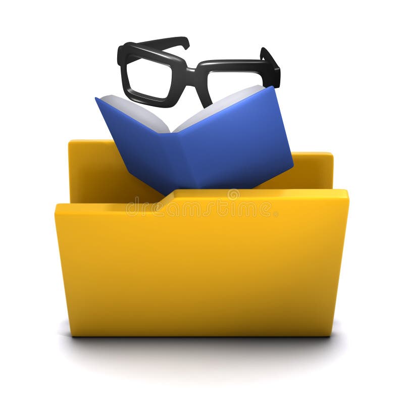 3d Reading folder icon stock illustration. Illustration of glasses ...