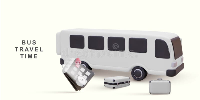 3d Realistic Banner Bus Travel Time. Vector Illustration Stock Vector ...