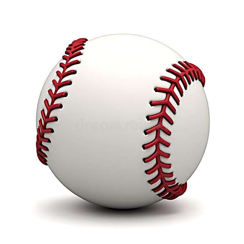 3D Realistic Baseball with Red Stitches Stock Illustration ...