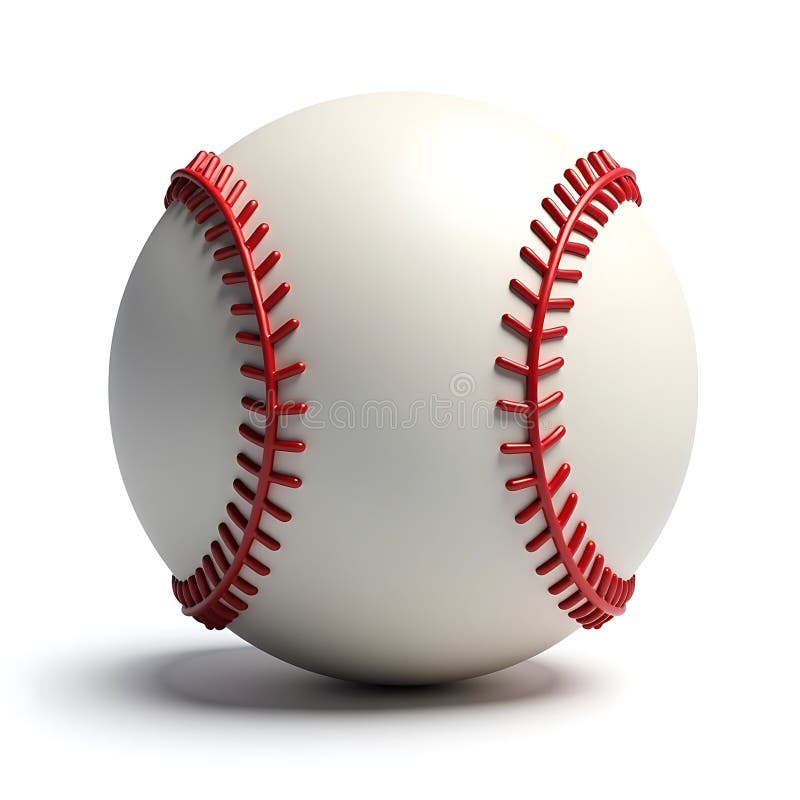 3D Realistic Baseball with Red Stitches Stock Illustration ...