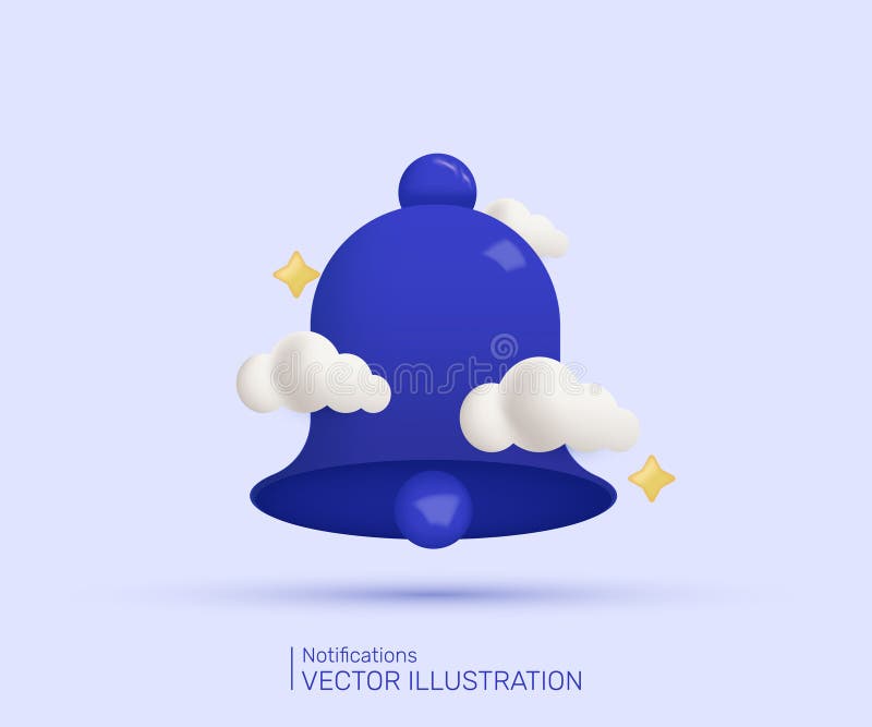 3d Realistic Blue Bell Notification Concept Icon Vector Design Stock ...