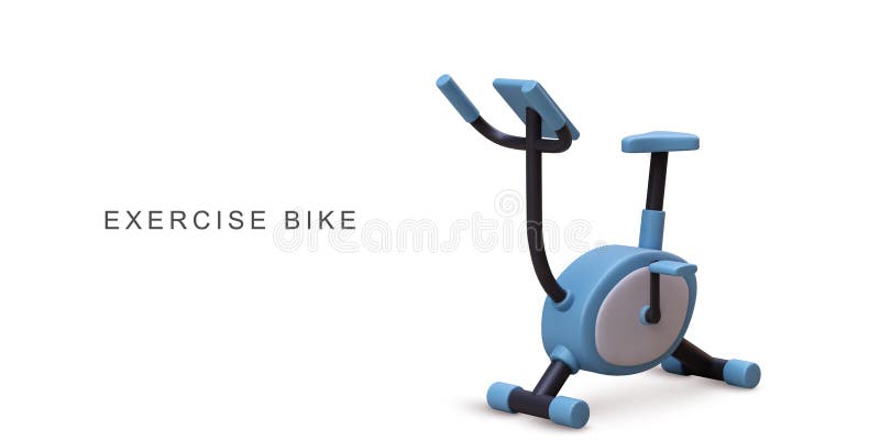 3d Realistic Blue Exercise Bike on White Background. Vector ...