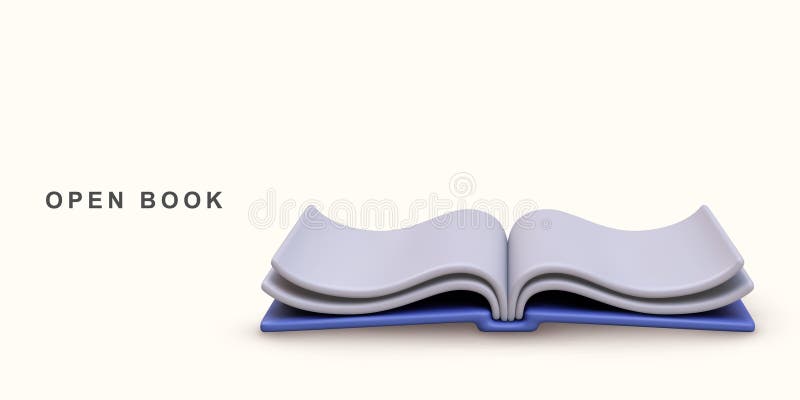 3d Realistic Blue Open Book on White Background. Vector Illustration ...