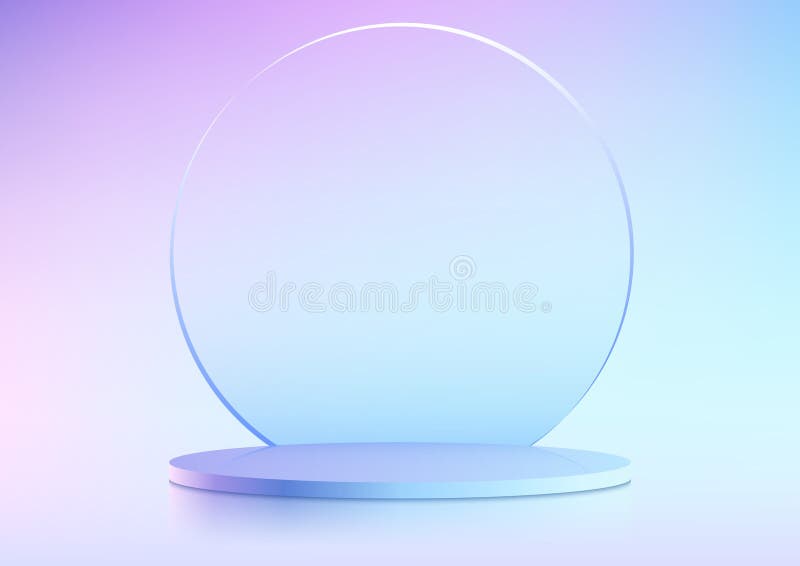 3D Realistic Blue and Pink Gradient Empty Podium Platform Product ...