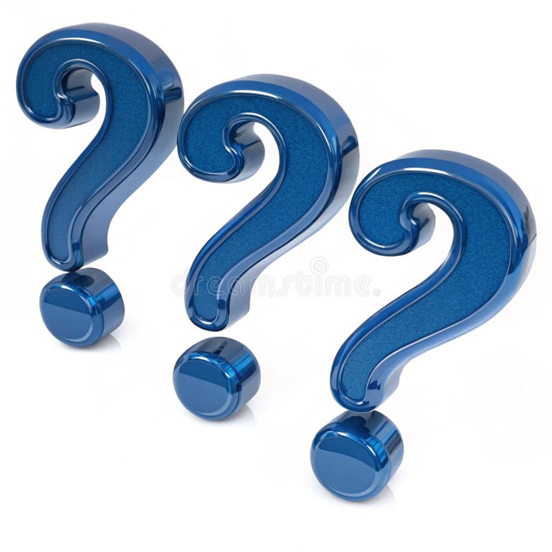 3D Realistic Blue Question Marks Luxury Template Isolated on ...
